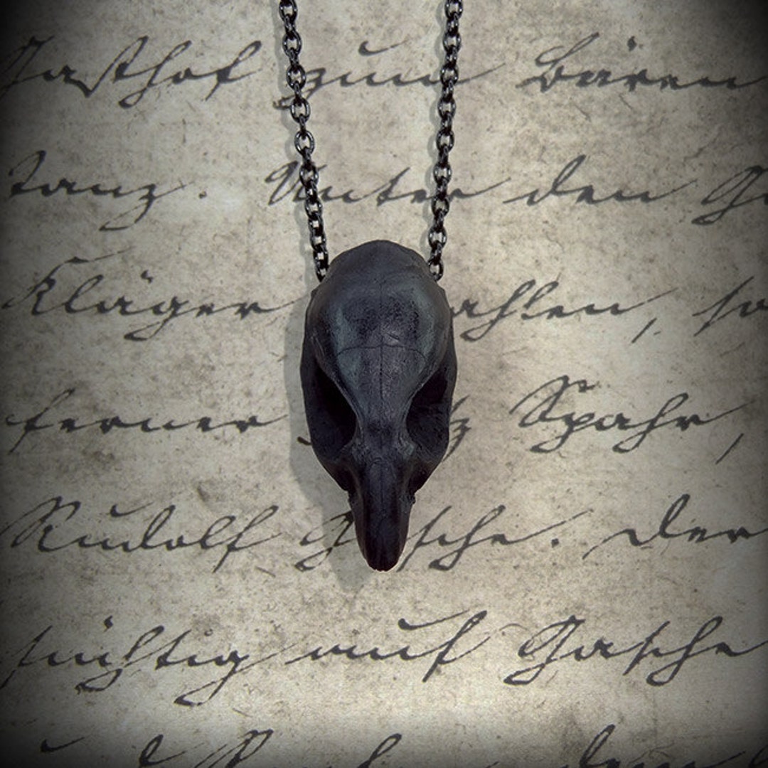 Bone Necklace Black Rat Skull Resin Replica Pendant Spooky Heavy Metal ...