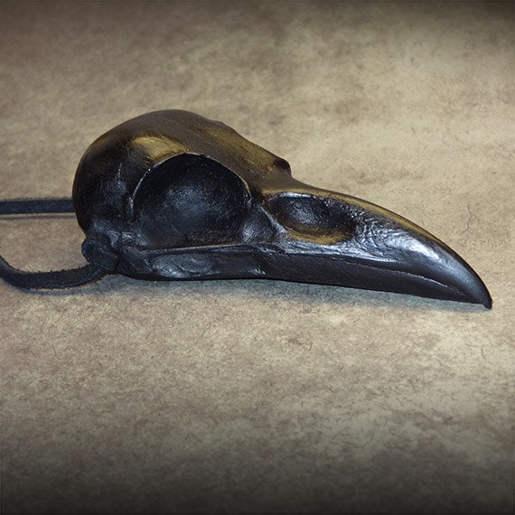Black Raven Skull Necklace Spooky Gothic Style Skull Accessory | Etsy