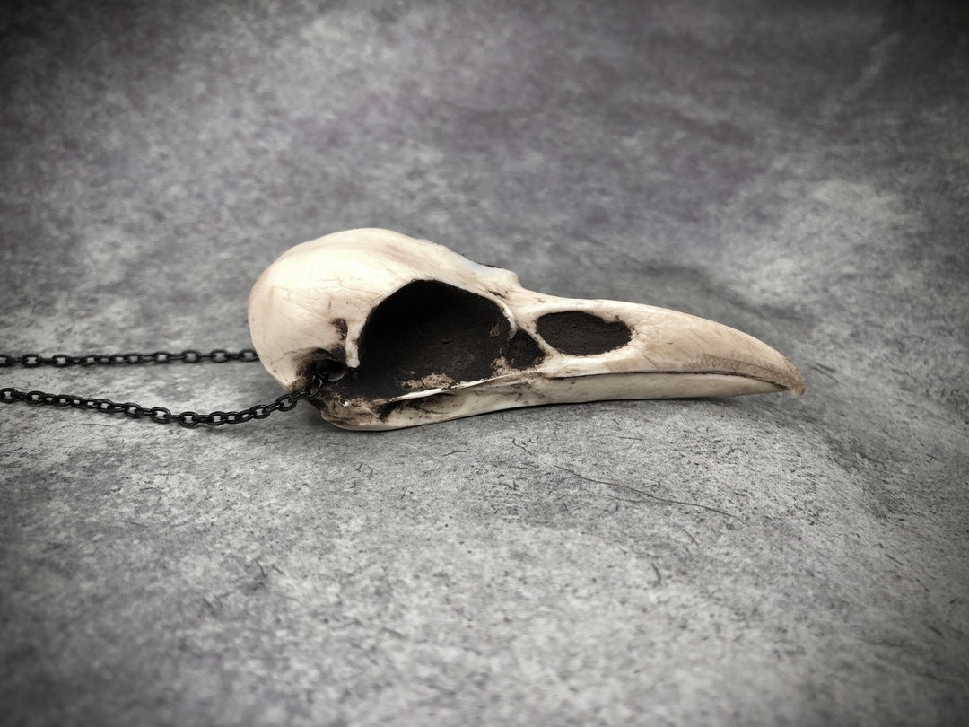 Mini Raven Skull Bone Necklace, Resin Bone Jewelry Bird Skull, Goth ...