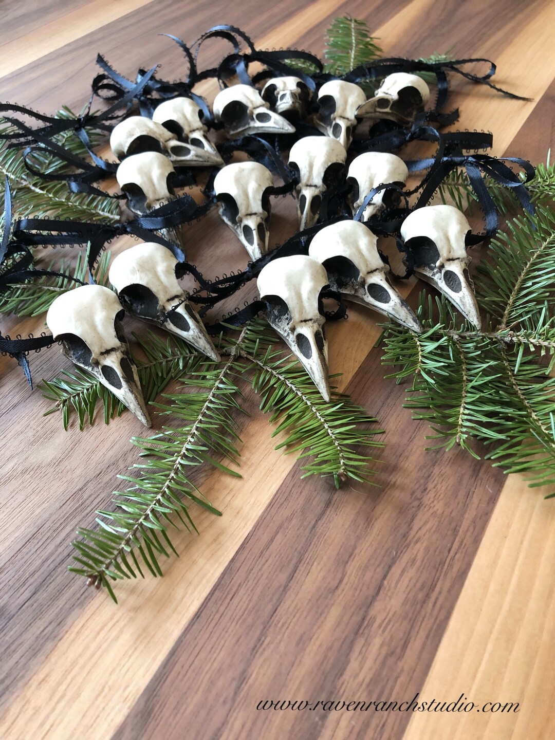 Crow Christmas Tree Ornaments (15) Faux Crow Set of Fifteen Bone Clone ...