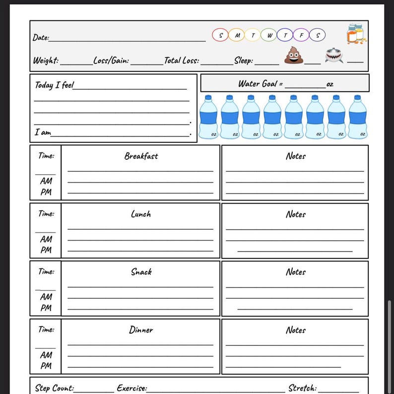 Weekly Meal Planner and Health & Wellness Tracker - Etsy