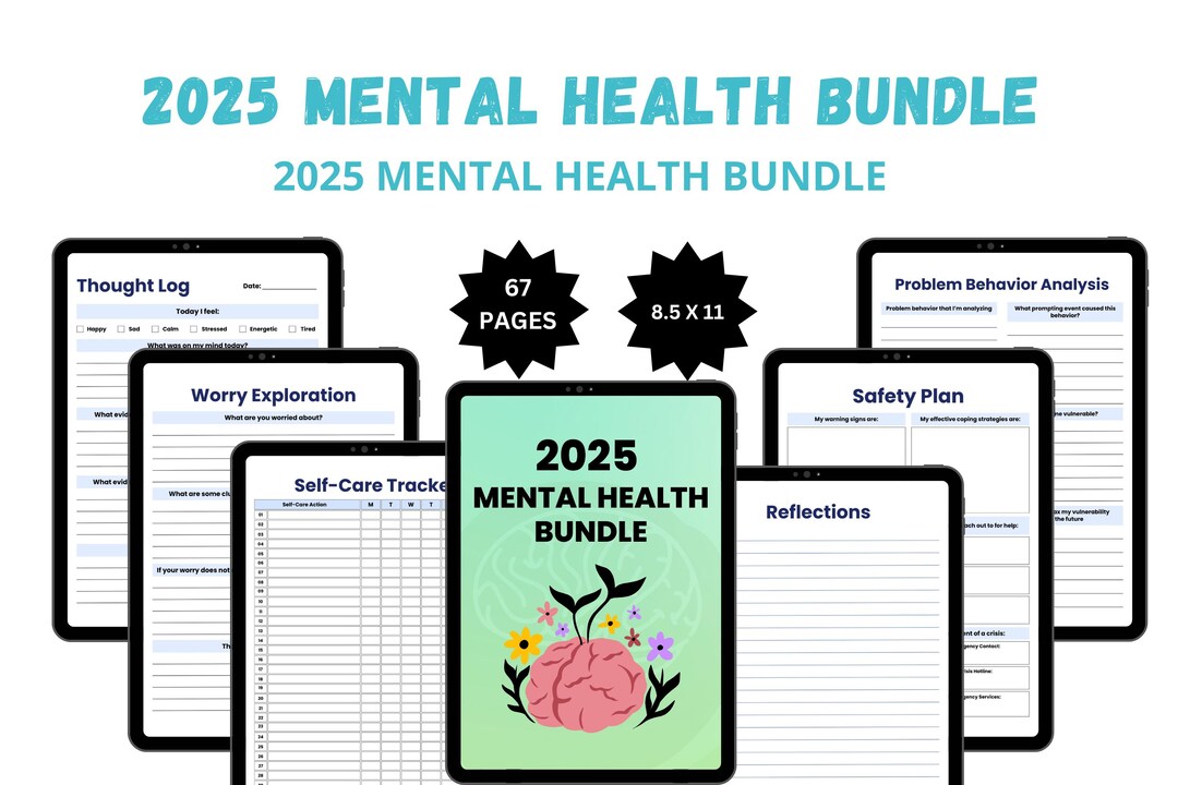 2025 Mental Health Bundle | Digital Planner | Gratitude Journal | ADHD ...