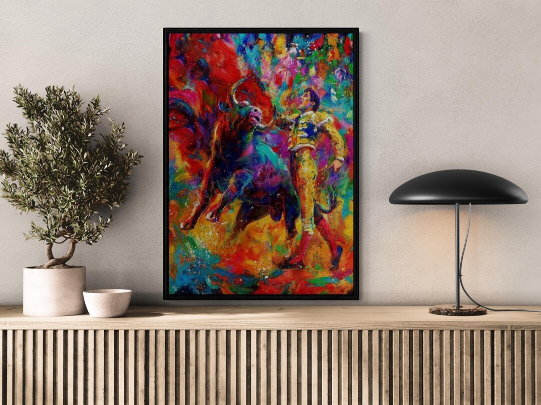Colorful Abstract Spanish Bullfighting Matador Canvas Wall Art - Bold ...