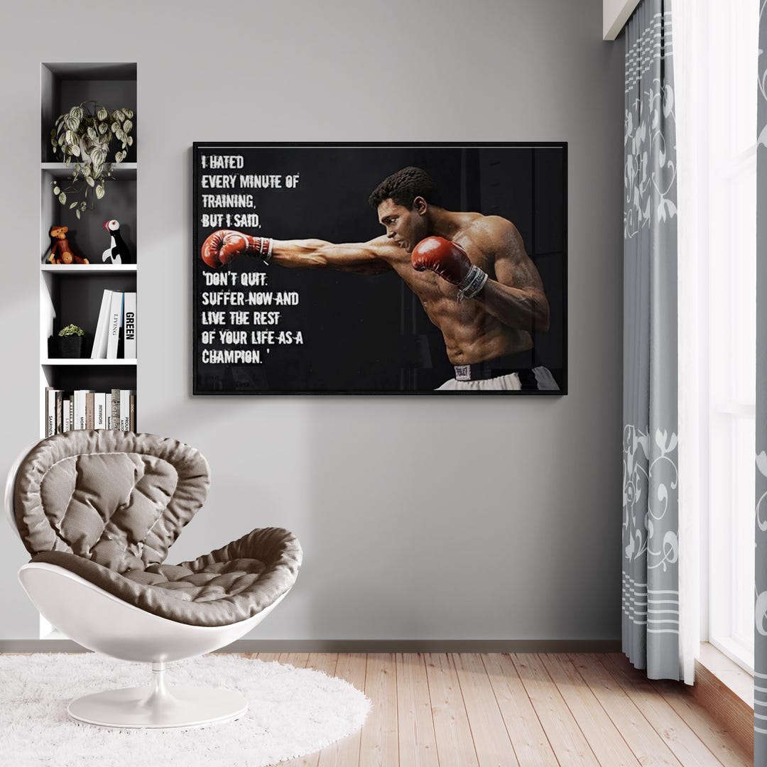 Muhammad Ali Boxing Canvas Art, Motivational Wall Print, Champion ...