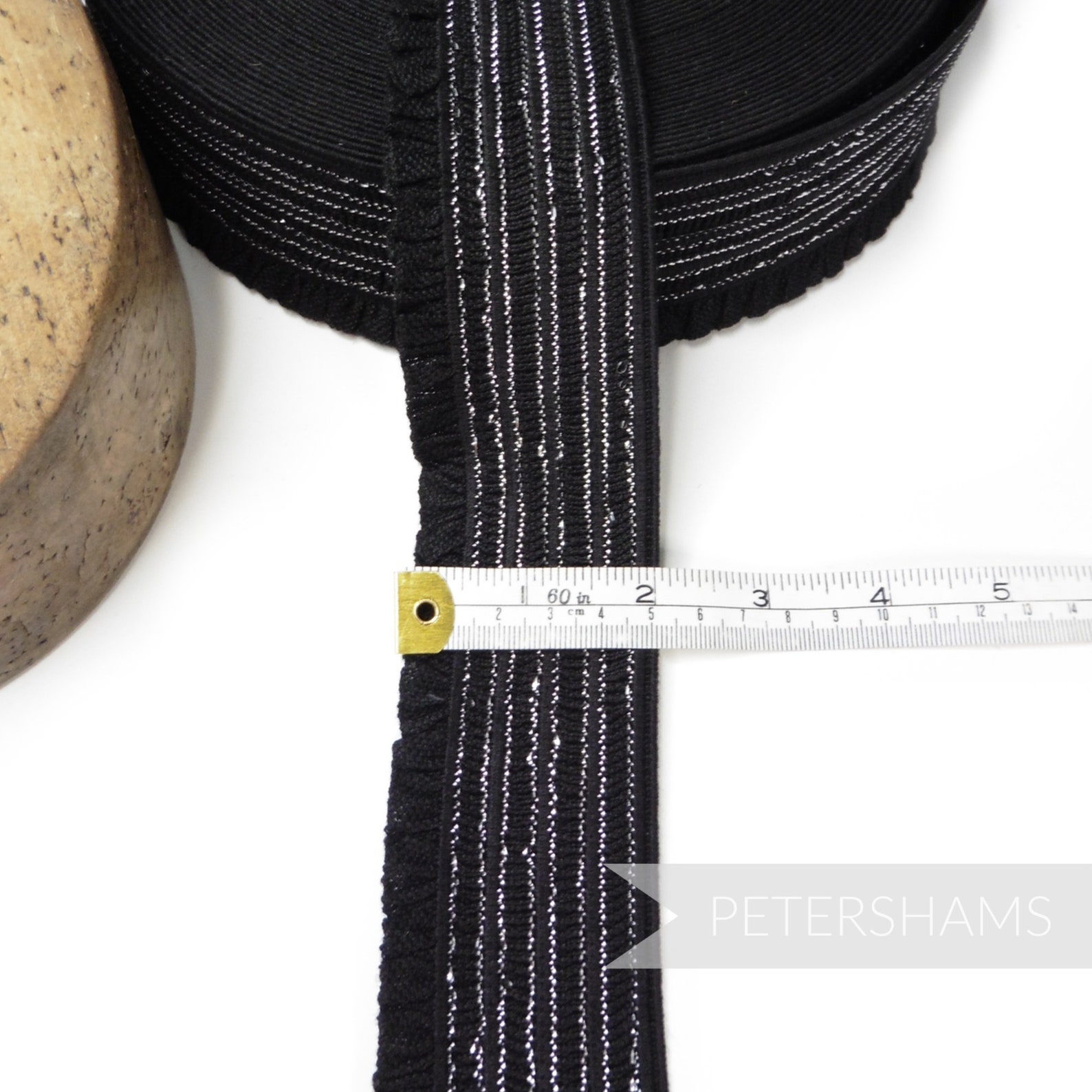 50mm Gathered Edge Elastic With Metallic Silver Stripes for - Etsy