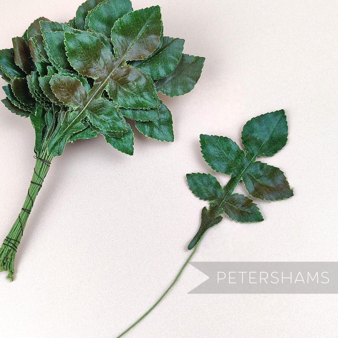 Vintage 'edward' 1940's Small Gradient Rose Leaf Stems for Millinery ...