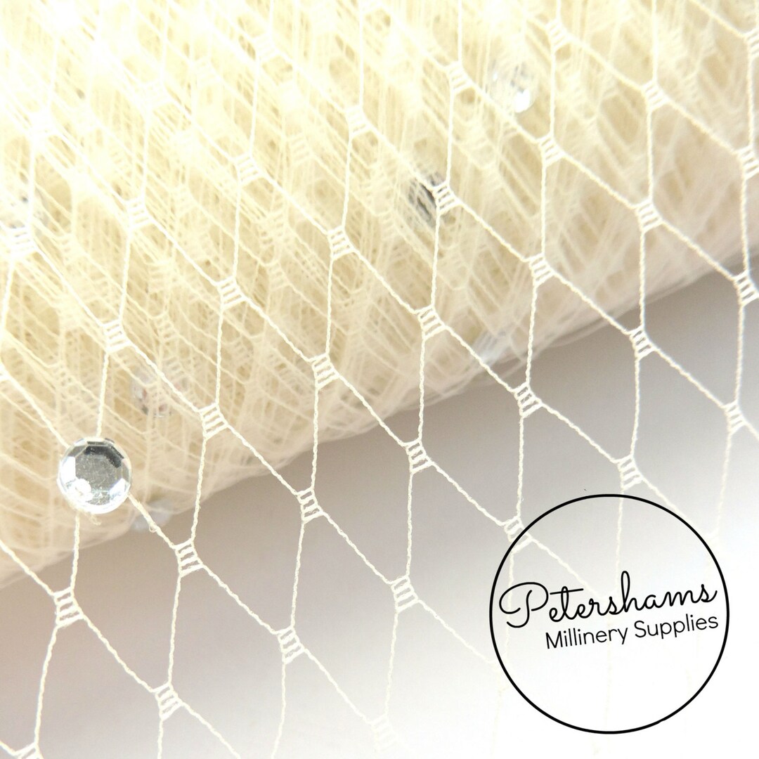 Ivory Diamante / Rhinestone Veiling for Wedding Birdcage Veils ...