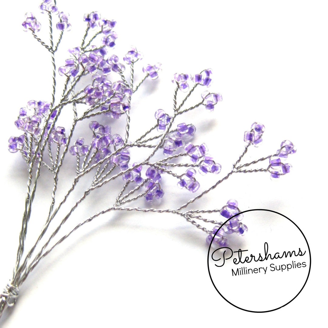 6 Stems Seed Bead Wired Trees for Tiaras, Millinery & Crafts - Purple ...