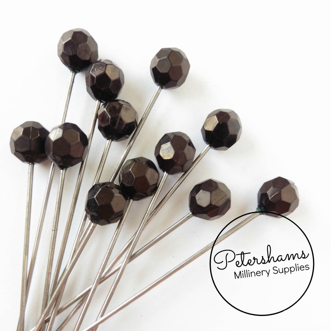 Set of 12 Extra Long 9cm 3.5 Inch Hat Pin Style Beaded Millinery Pins ...