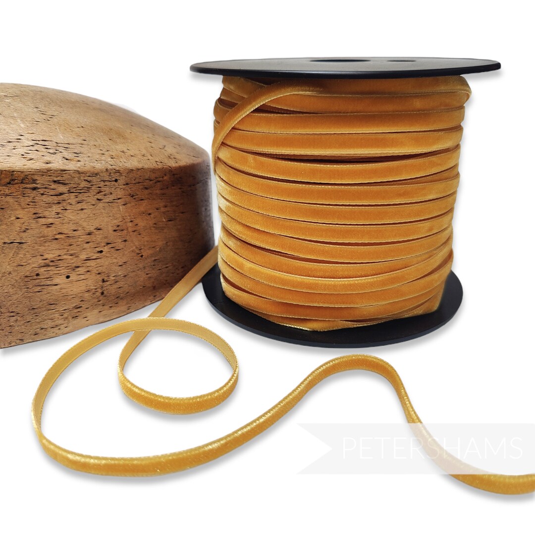 Gold 7mm French Velvet Ribbon for Crafting, Hat Trimming and ...