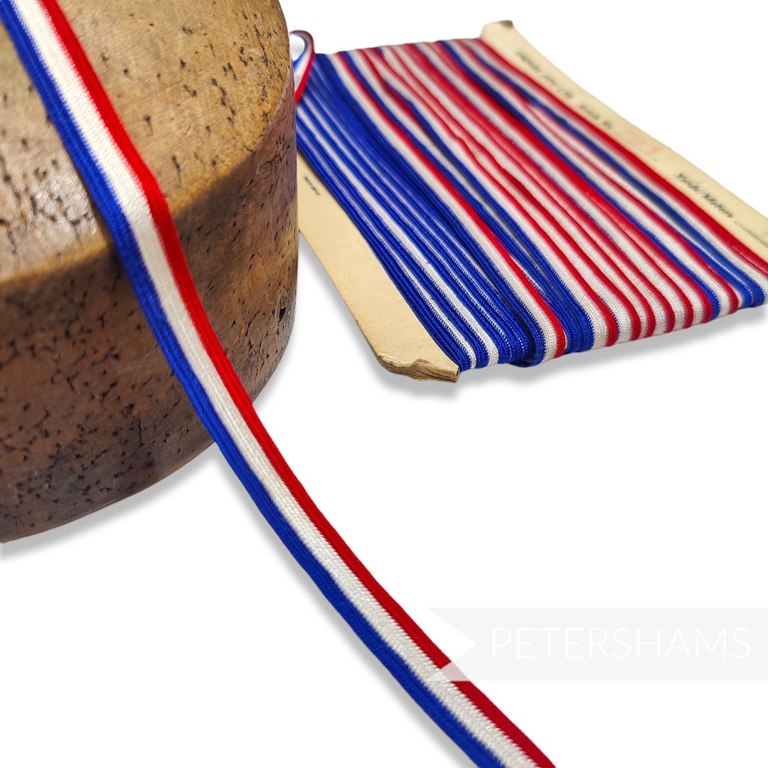 Vintage 1960s Red, White and Blue Fine 9mm Trim - 1m - for Millinery ...