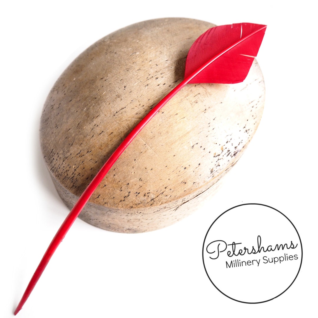 Arrowhead Turkey Quill Feather for Millinery, Hats & Fascinators - Red ...