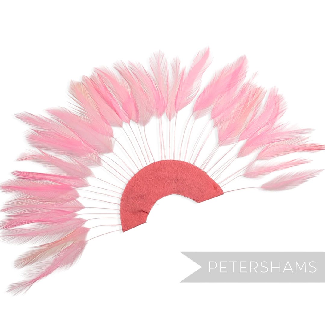 Candy Pink Stripped Hackle Feather Fan for Fascinators & Hat Making - Etsy