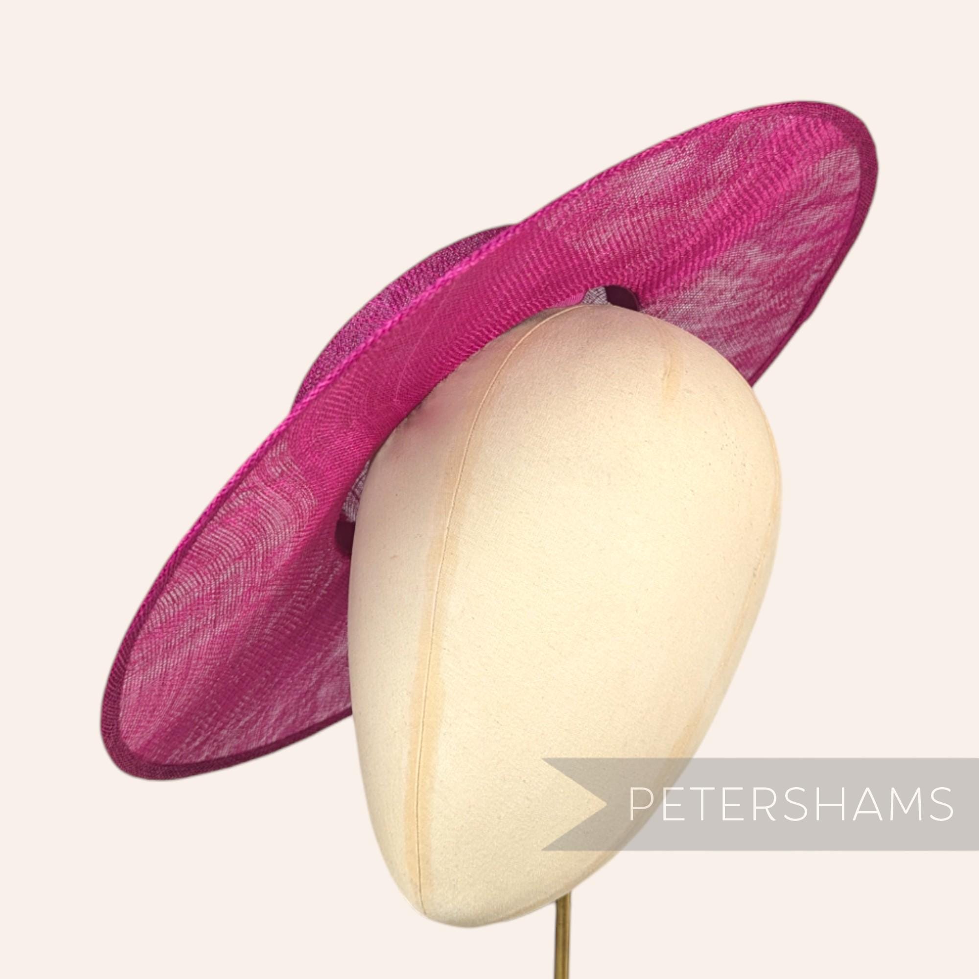 Cerise Pink Large Brim Sinamay Boater Fascinator Hat Base for Millinery ...