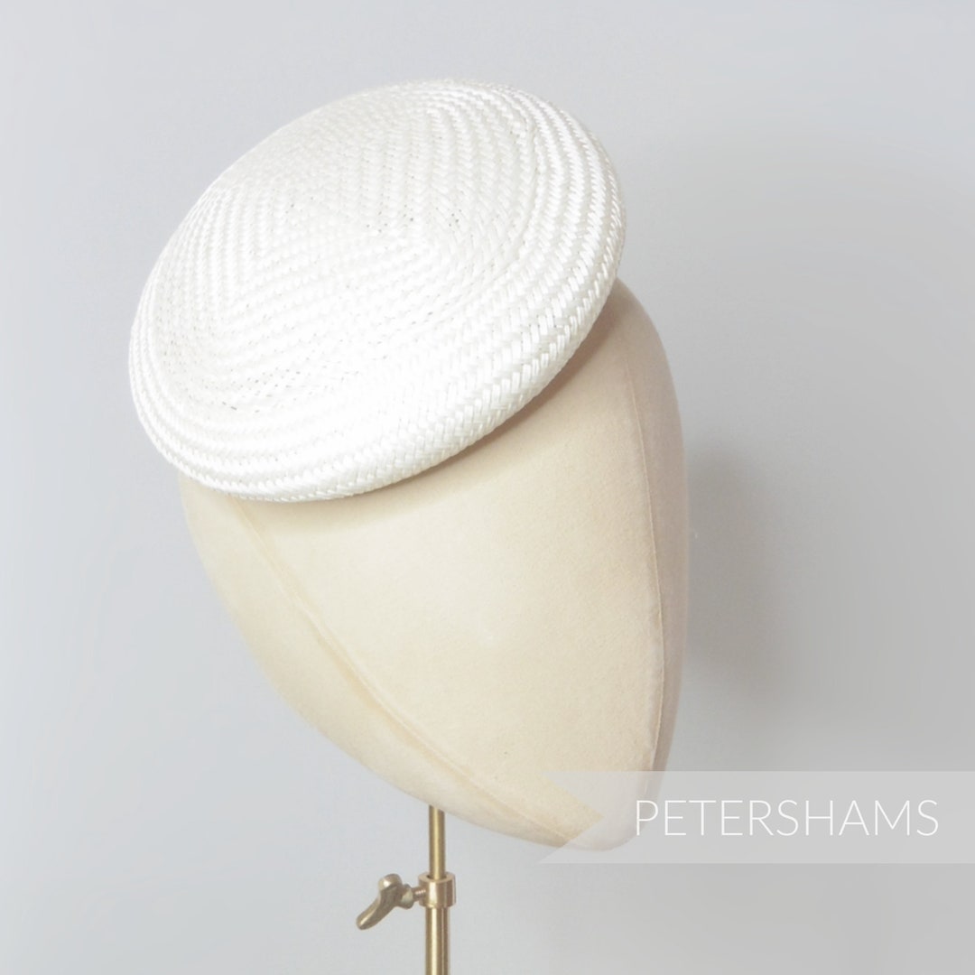 17cm Round Buntal Straw Button Millinery Fascinator Hat Base Ivory ...