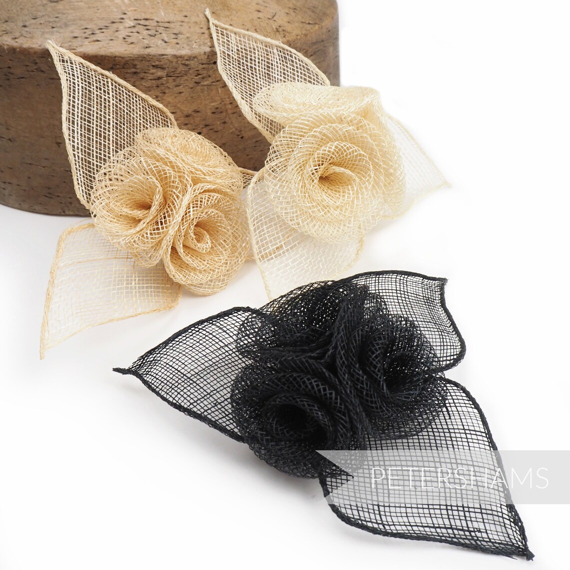 Triple Rolled Sinamay Rose With Leaves 'nina' Millinery Hat Mount for ...