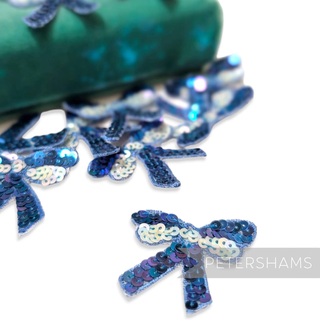 Blue Petite Sequin Bow Motifs for Millinery and Crafting - Pack of 10 ...