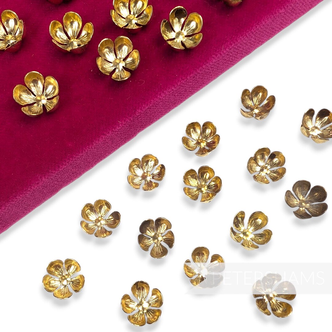 13mm Vintage 1980's Cupped Brass Metal Flowers for Millinery & Craft ...