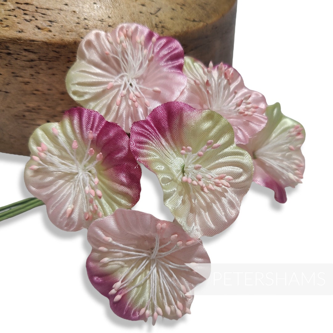 6 'amal' Satin Blossom Silk Flowers - for Millinery and Hat Making ...