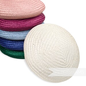 17cm Round Buntal Straw Button Millinery Fascinator Hat Base Ivory ...