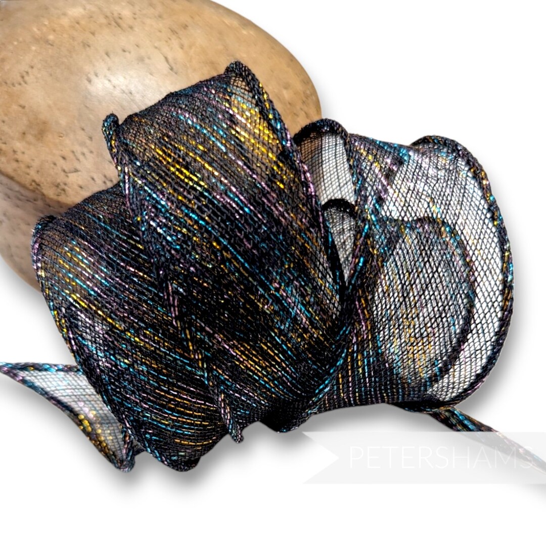 Rainbow Lurex Hand Rolled Sinamay Ribbon Trim for Millinery, Hat Making ...