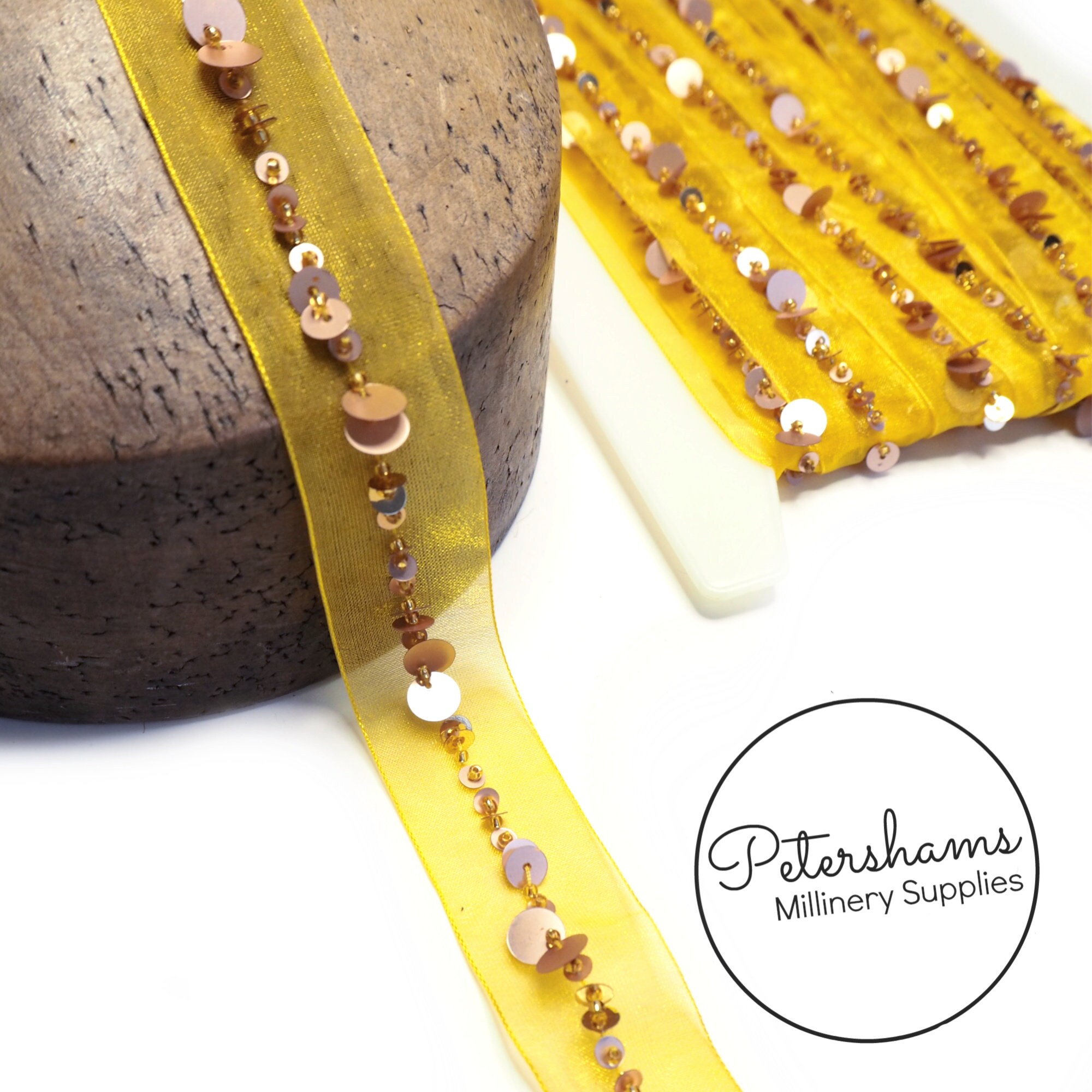 Raised Circular Sequins on Sheer Organza Trim for Hat Trims & Millinery ...