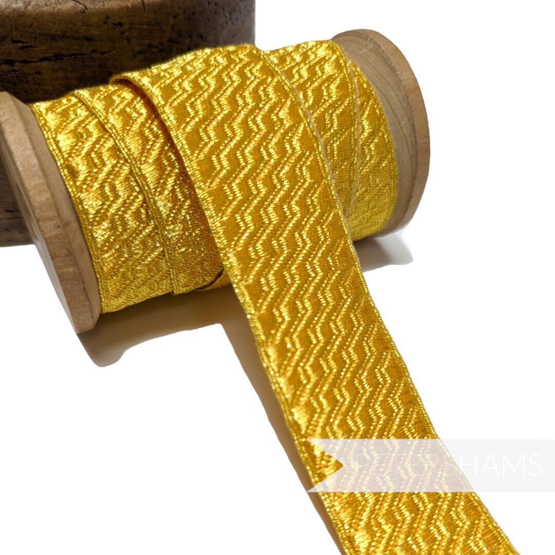 30mm Vintage Metallic Gold Geometric Pattern Ribbon for Millinery & Hat ...