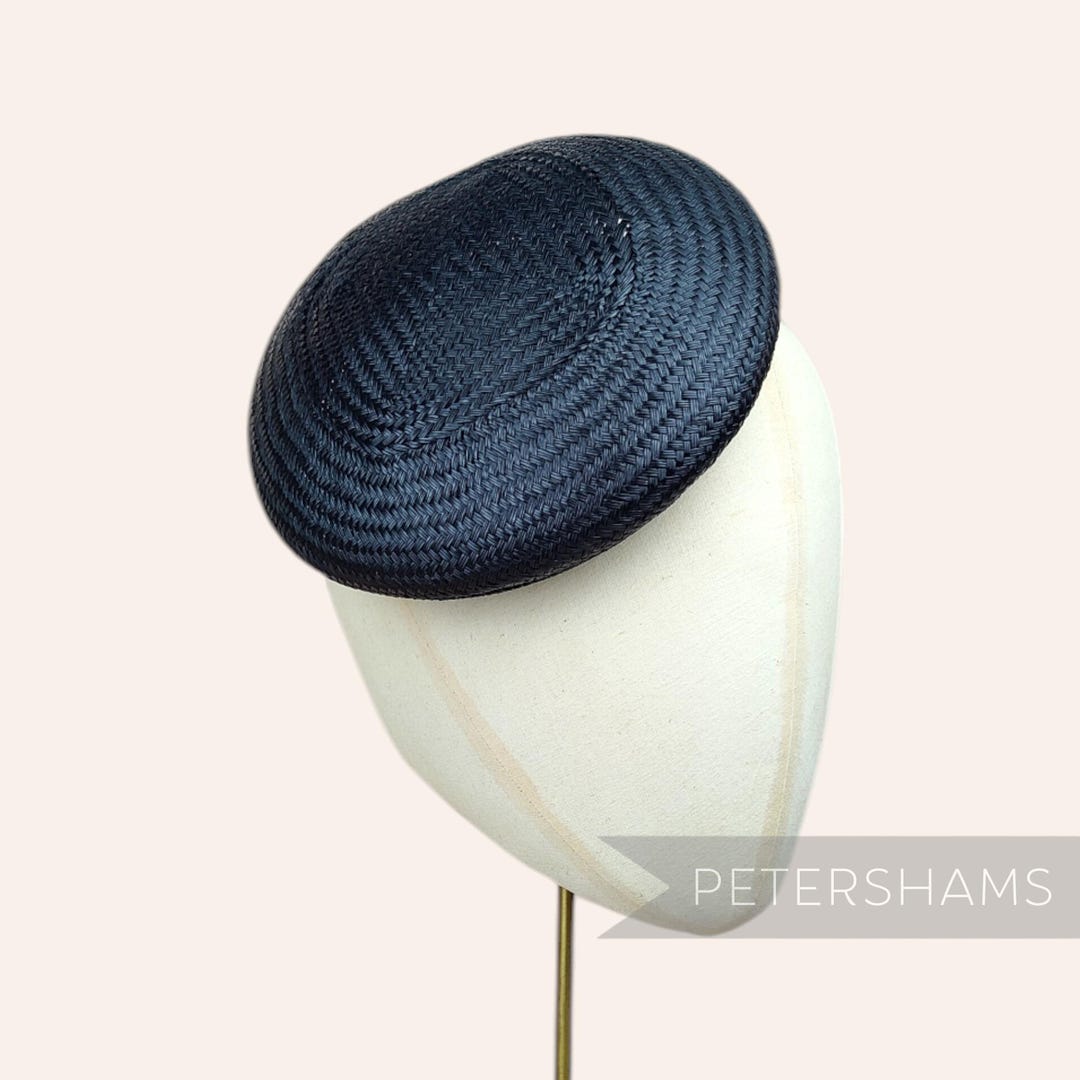 17cm Round Buntal Straw Button Millinery Fascinator Hat Base - Black ...