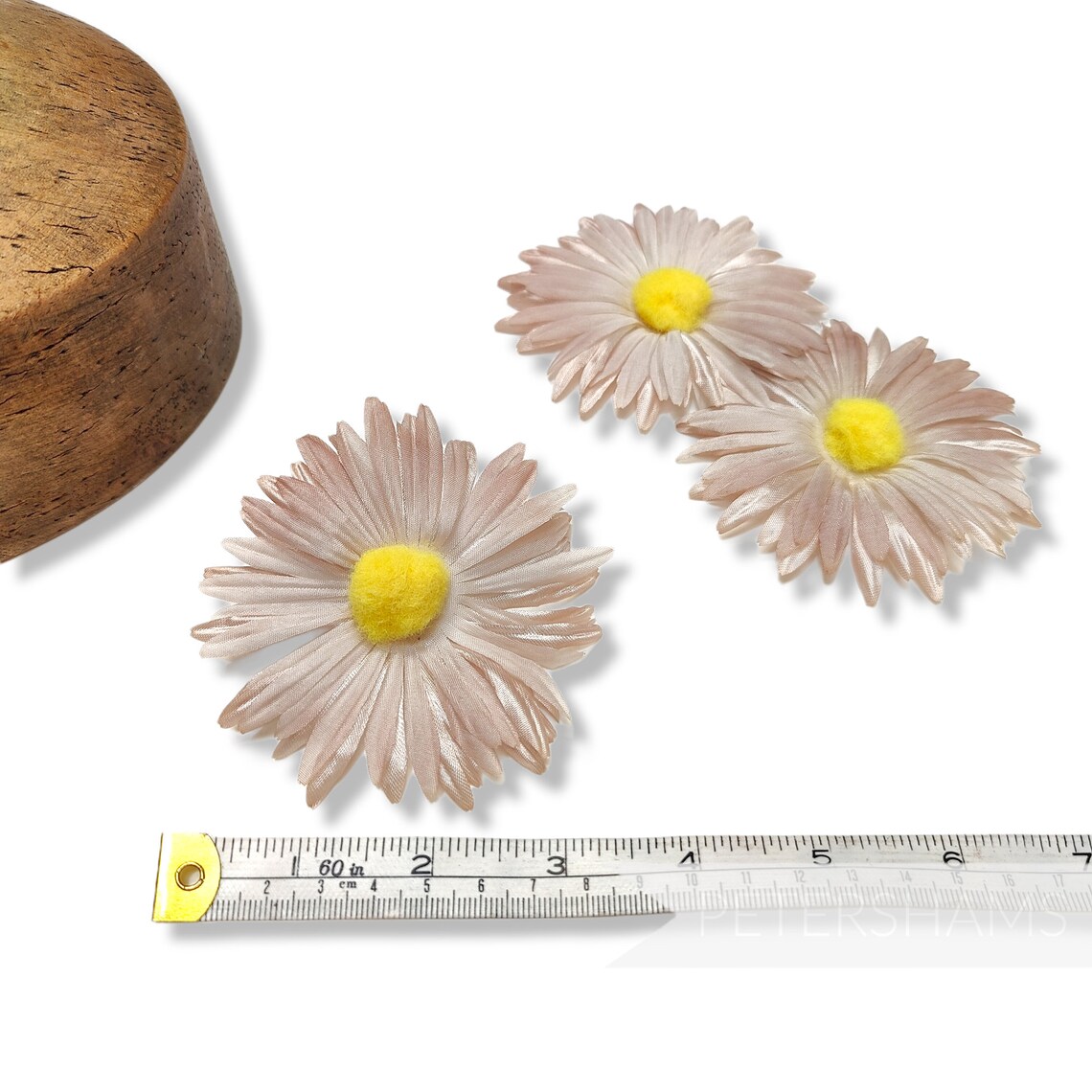 Vintage 'lucia' 1950's Double Layered 8cm Silk Daisy Heads - Set of 3 ...