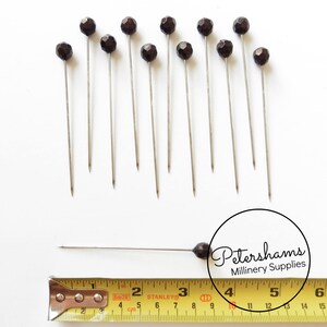 Set of 12 Extra Long 9cm 3.5 Inch Hat Pin Style Beaded Millinery Pins ...