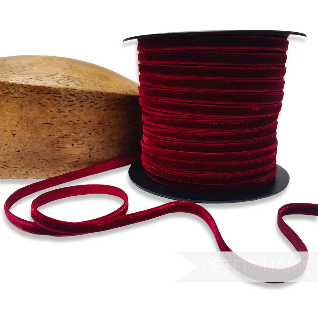 Burgundy 7mm French Velvet Ribbon for Crafting, Hat Trimming and ...