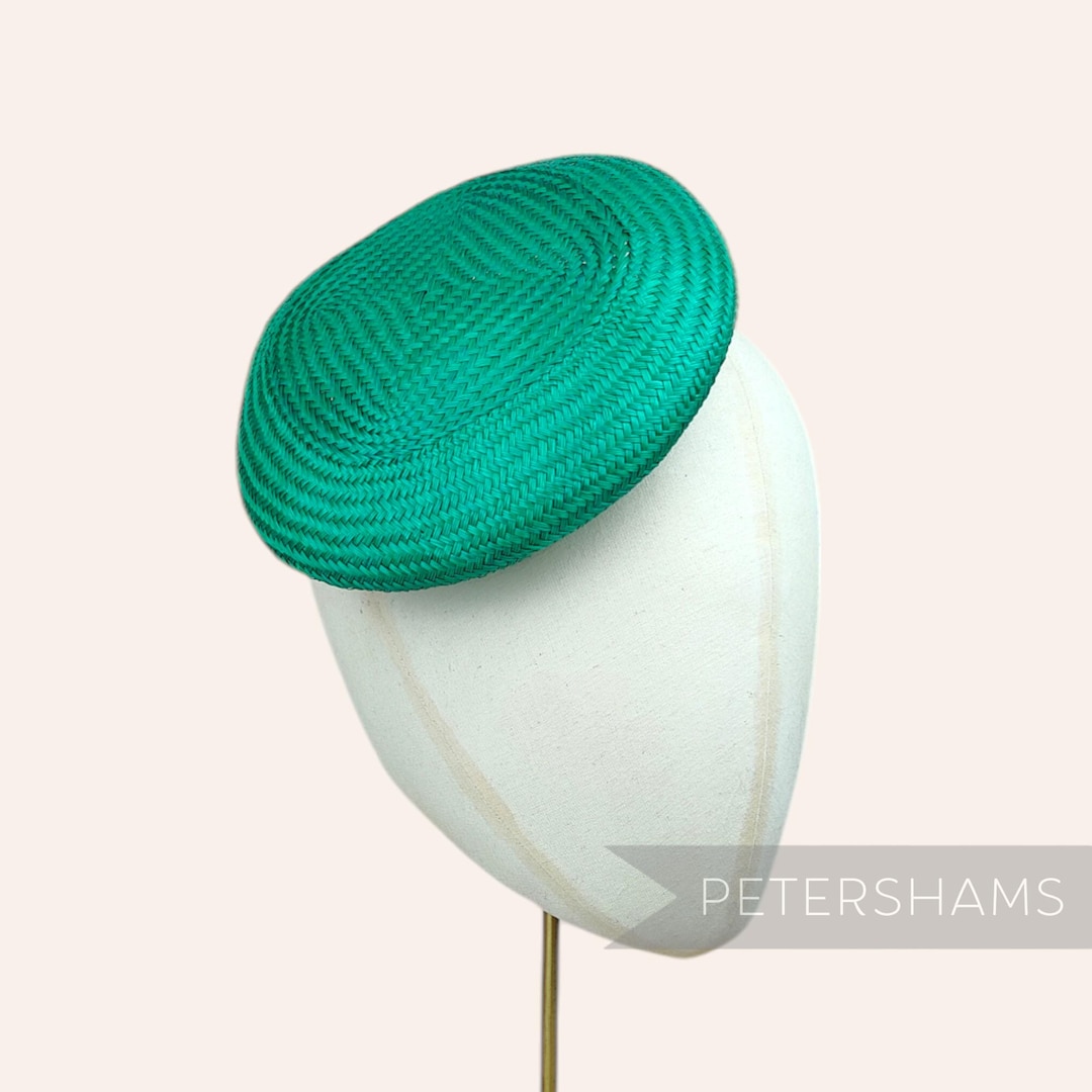17cm Round Buntal Straw Button Millinery Fascinator Hat Base - Emerald ...
