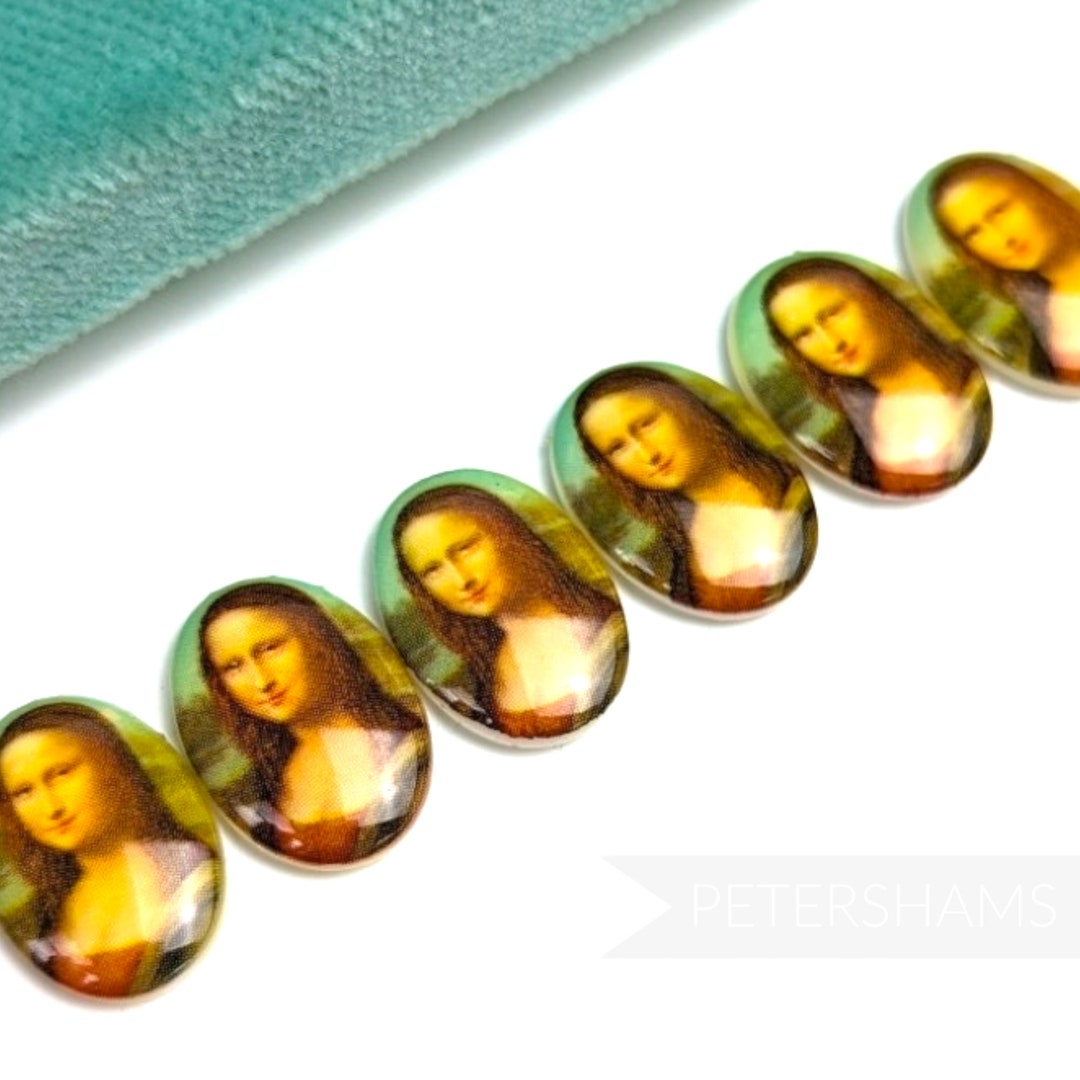 18x13mm 'mona Lisa' Flat Back Vintage 1980's Glass Cabochons for ...