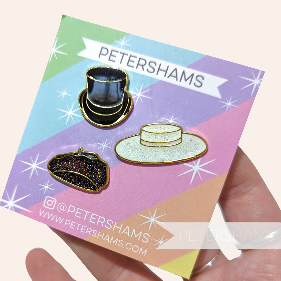 Set of 3 Super Cute Glittery Hat Pin Badges for Gifts and Stocking ...