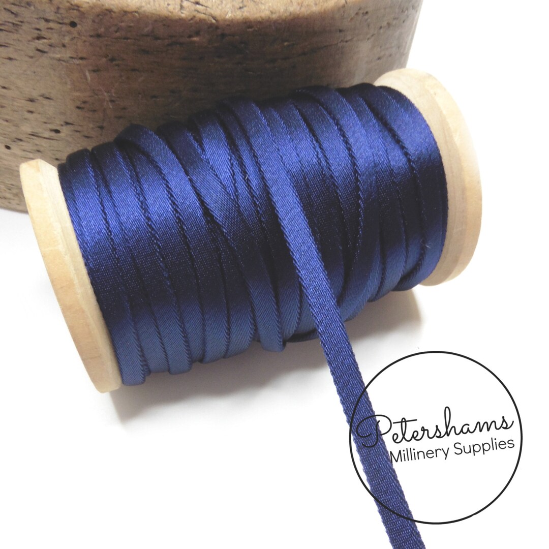 5mm Tubular Satin Trim for Hats, Millinery, and Fascinators Navy Blue ...