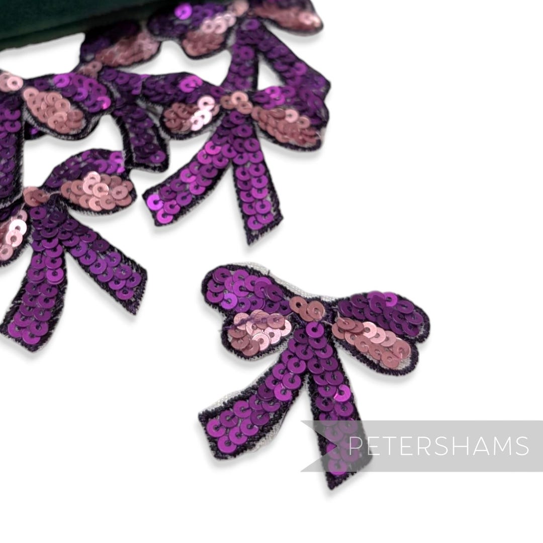 Purple Petite Sequin Bow Motifs for Millinery and Crafting - Pack of 10 ...