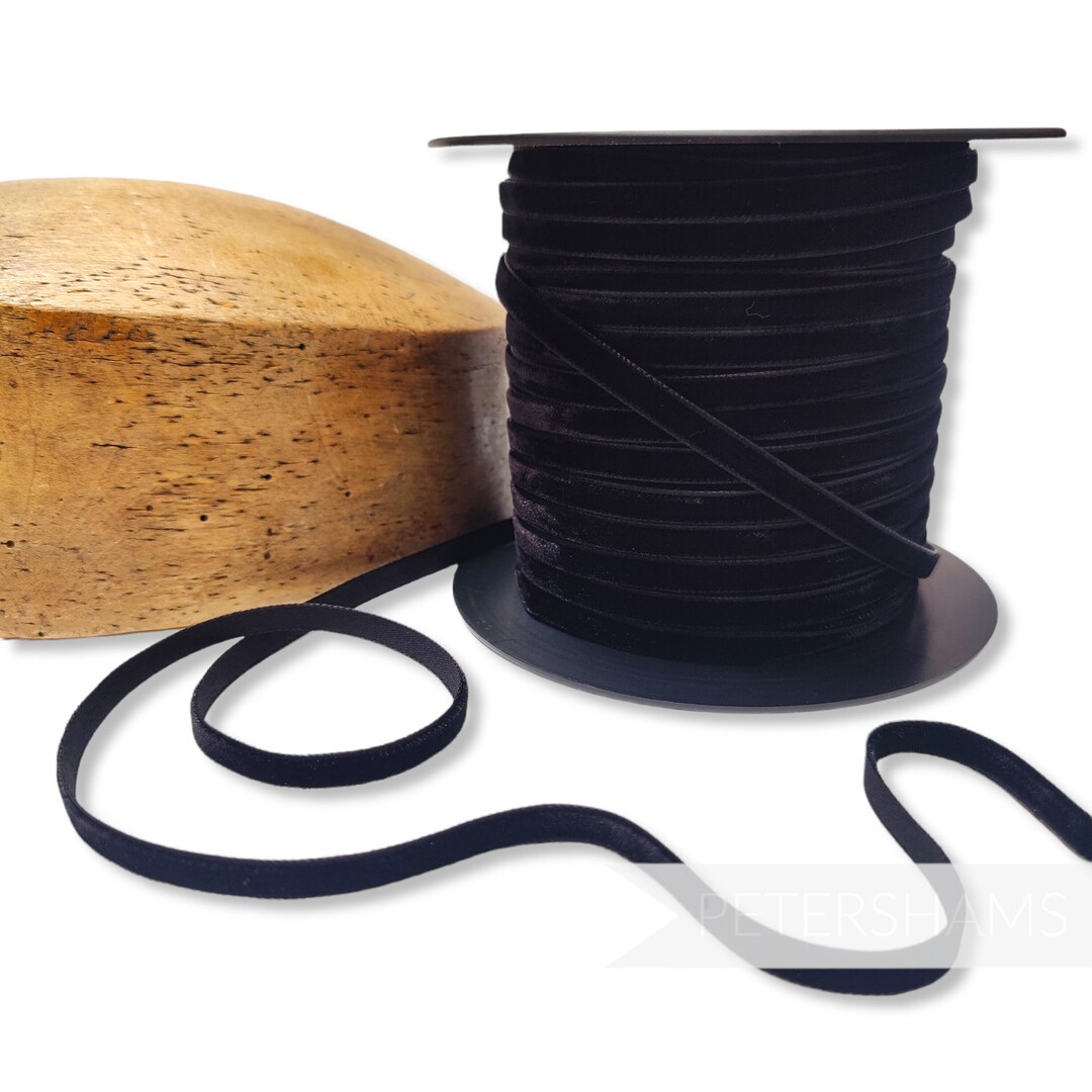 Black 7mm French Velvet Ribbon for Crafting, Hat Trimming and ...