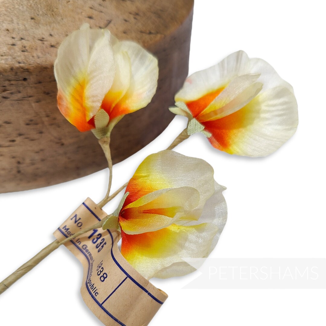 Vintage 'hestia' German 1950's Sweet Pea Silk Flower Stem for Millinery ...