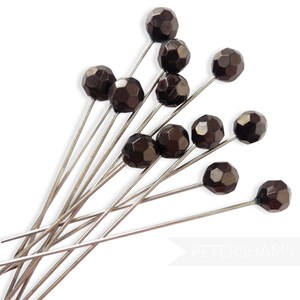 Set of 12 Extra Long 9cm (3.5 Inch) Hat Pin Style Beaded Millinery Pins ...