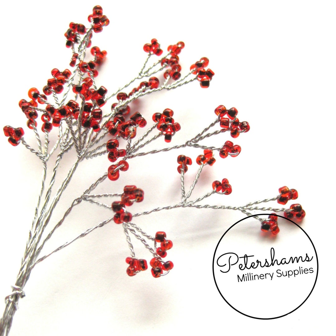 6 Stems Seed Bead Wired Trees for Tiaras, Millimnery & Crafts - Red - Etsy
