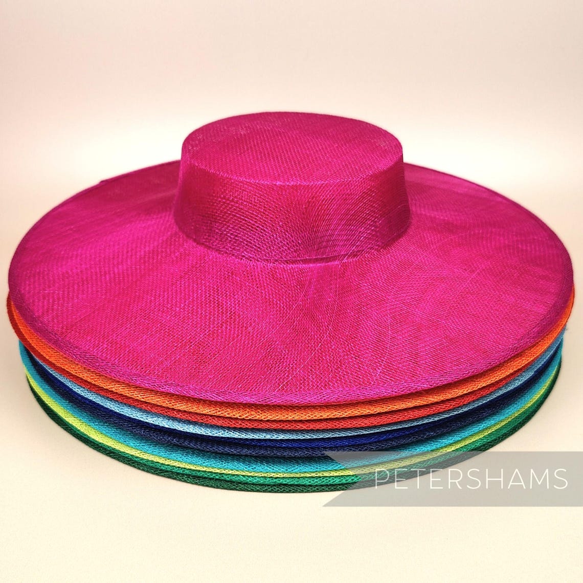 Cerise Pink Large Brim Sinamay Boater Fascinator Hat Base for Millinery ...