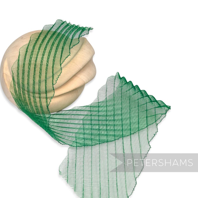 Emerald Green Diagonal Pleated Crinoline Strip (crin, Horsehair Braid ...