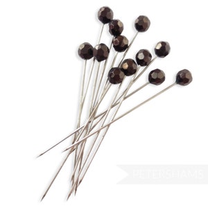 Set of 12 Extra Long 9cm (3.5 Inch) Hat Pin Style Beaded Millinery Pins ...