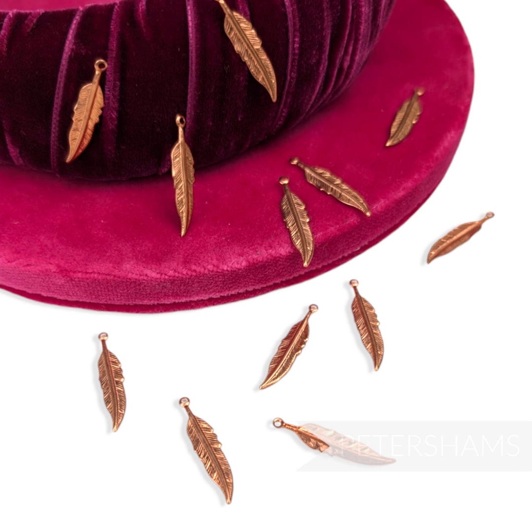 27mm Vintage 1990's Metal Feather Shapes for Millinery & Craft - 12 ...