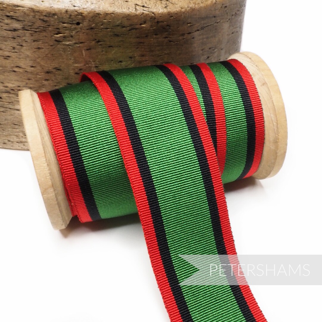 32mm Striped Grosgrain Ribbon for Hat Making and Millinery - 1m - Red ...