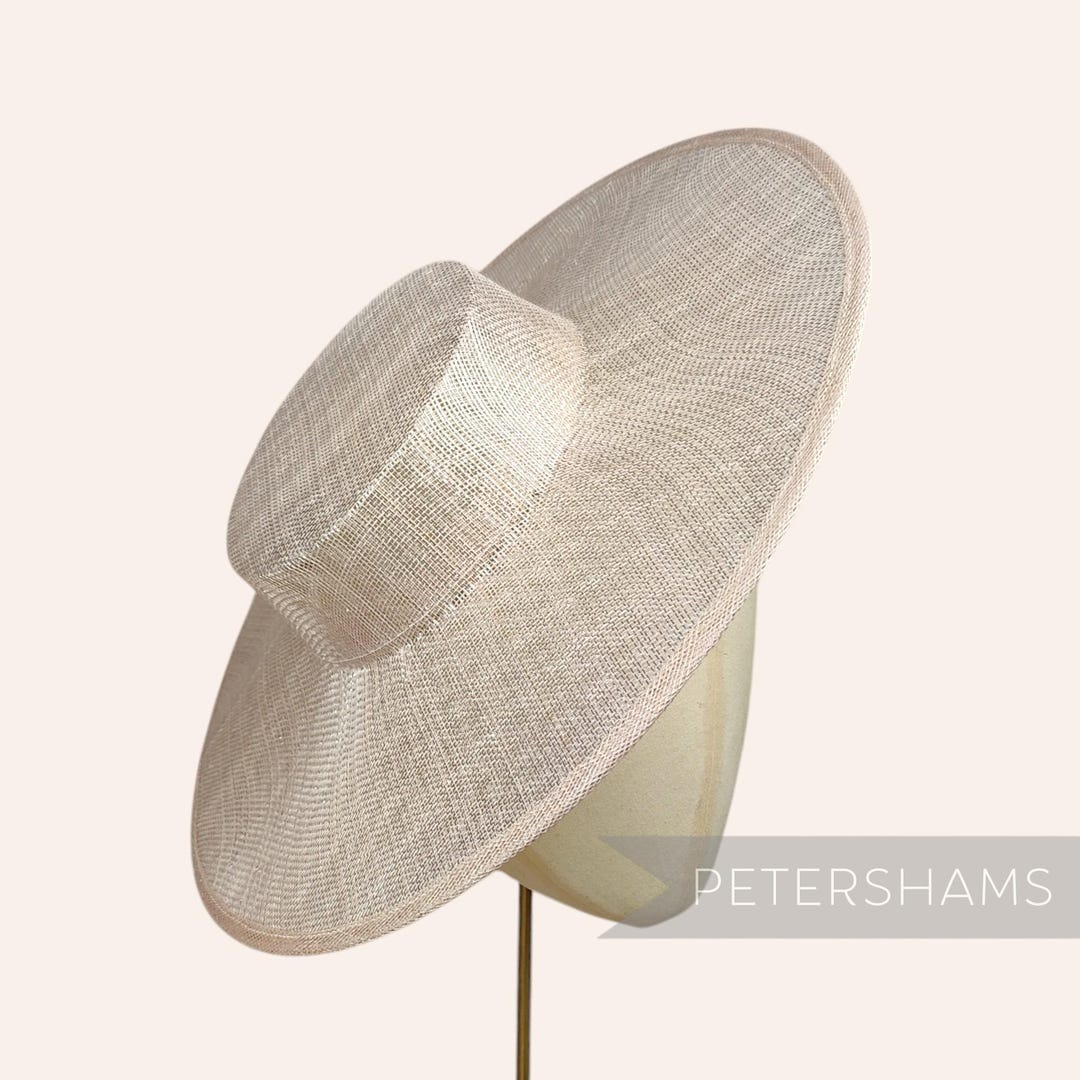 Metallic Lurex Large Brim Sinamay Boater Fascinator Hat Base - Rose ...