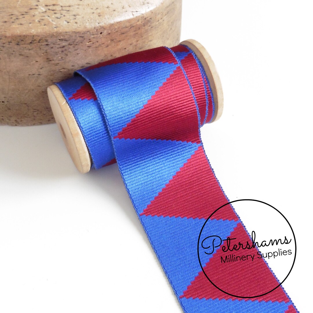 Vintage 50mm Wide Woven Deluxe Triangle Pattern Ribbon - 1m - for Hat ...
