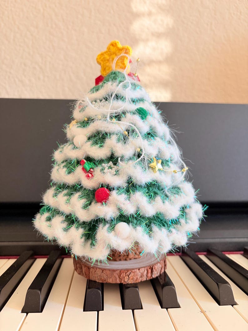 New Handmade Christmas Tree Table Top With Wood Stand, Holiday ...