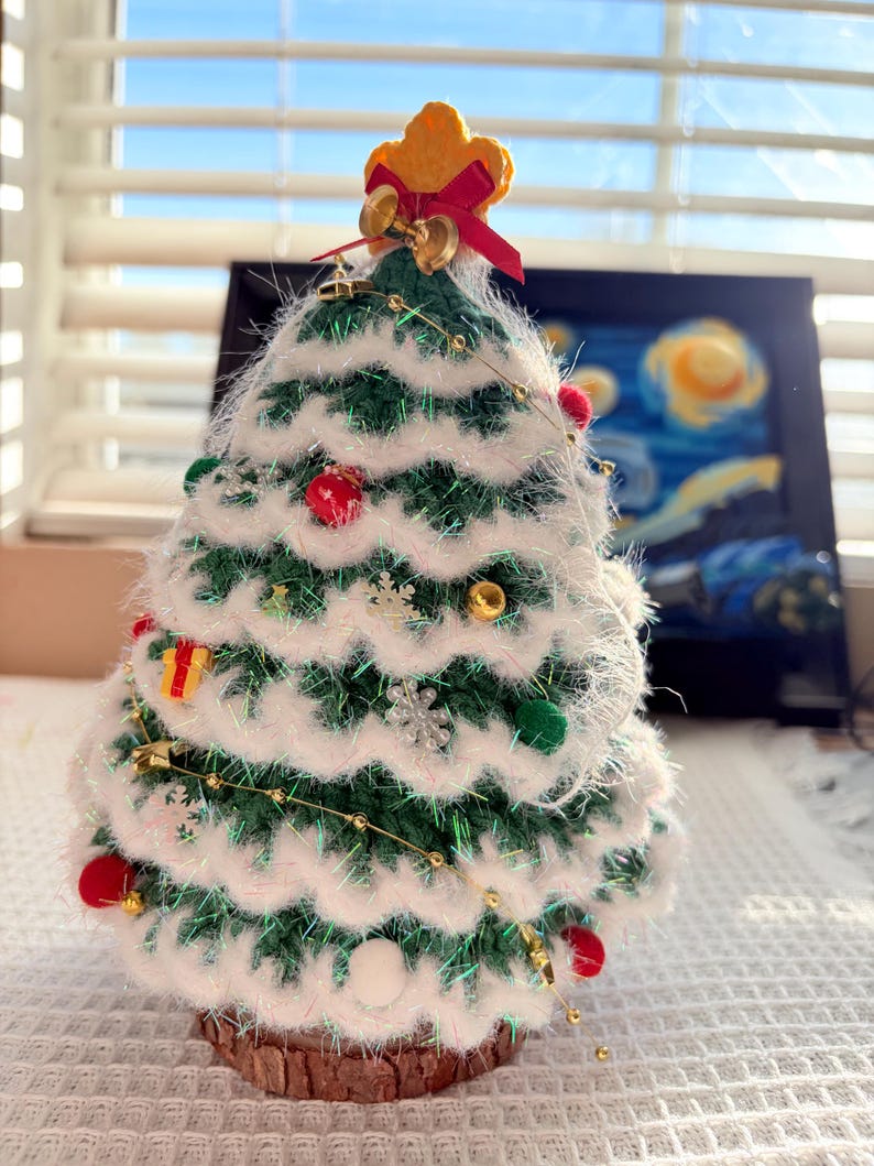 New Handmade Christmas Tree Table Top With Wood Stand, Holiday ...