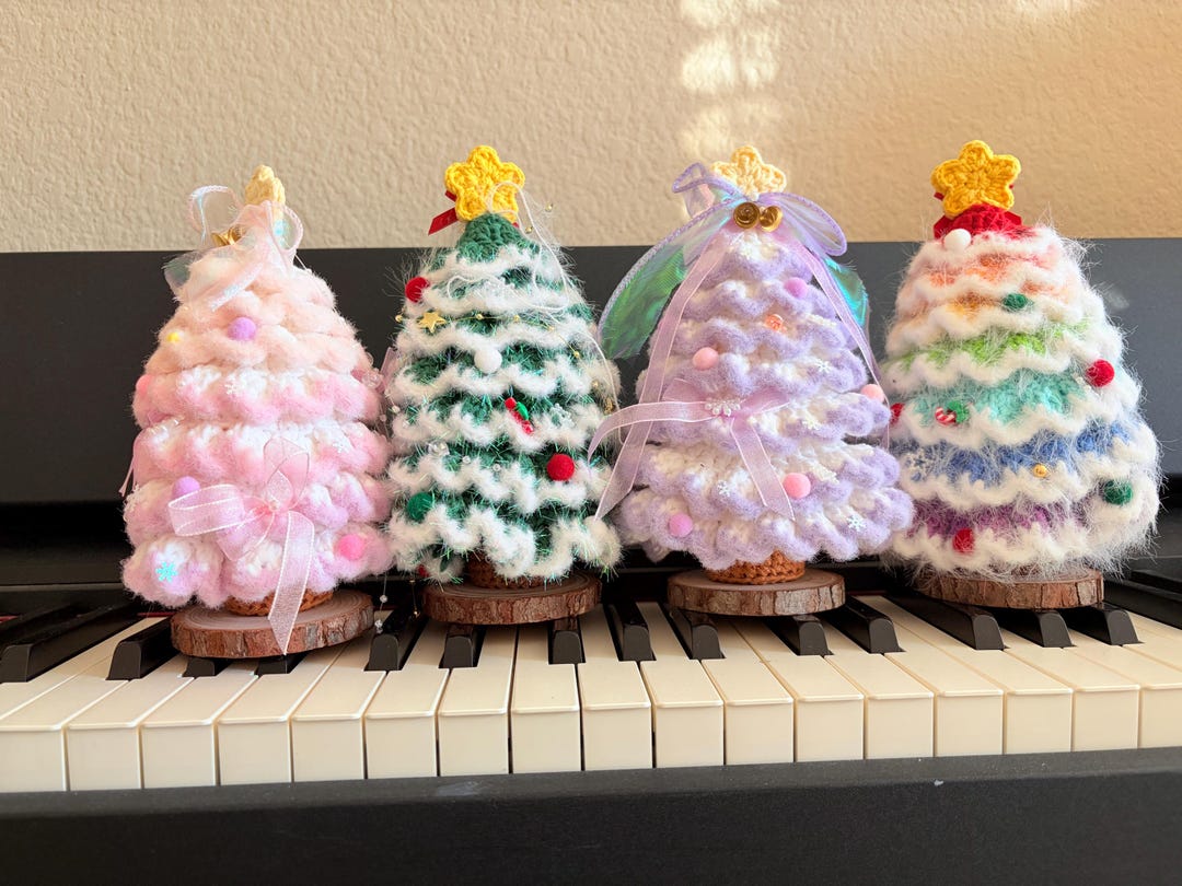 New Handmade Christmas Tree Table Top With Wood Stand, Holiday ...